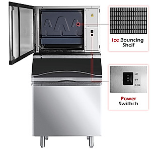 Commercial Ice Maker Machine with Bin, Atosa Stainless Steel Automatic Supermarkets Restaurant, 460lbs/24h