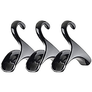 Bag-a-Vie Purse Hanger for Closet - Handbag Organizer Hooks for Hanging Bags & Purses, Protecting Bag Shape & Organizing Space (3 Hangers, Black Plastic)