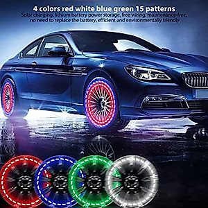 4Pcs Solar Powered Car Wheel Tyre Valve Caps Light, LED Car Wheel Hub Tire Valve Cap Light Lamp Features Solar Chargin Efficient and Environmentally Friendly
