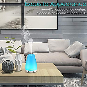 URPOWER 2nd Version Essential Oil Diffusers,Aroma Essential Oil Cool Mist Humidifier with Adjustable Mist Mode,less Water Auto Shut-Off and 7 Color Lights Changing for Home Office Baby