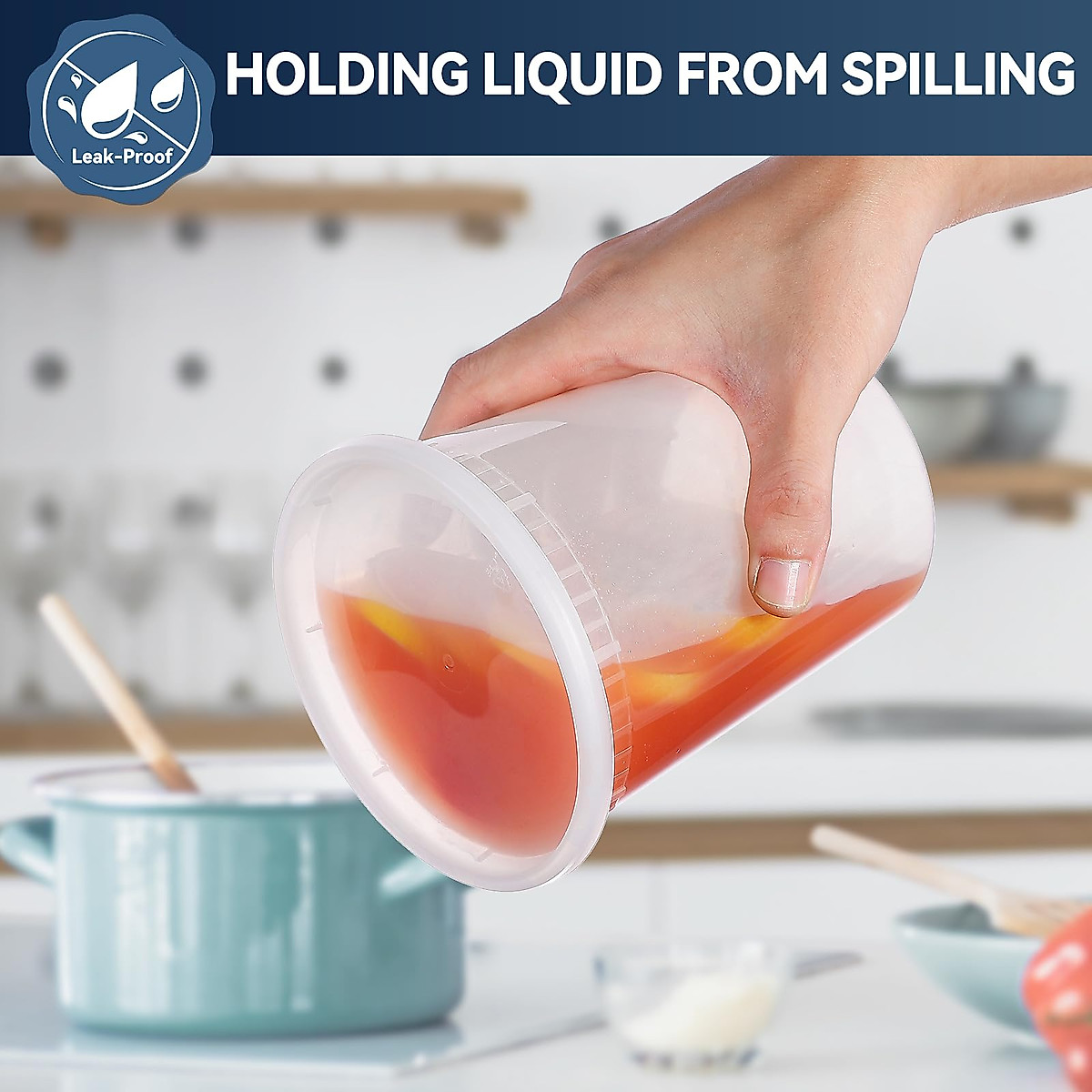 Deli Containers with Lids 48 Sets (8, 16, 32 oz 16 Each) - Clear Soup Containers Plastic Quart Containers with Lids, Pint Take out Containers Leakproof, BPA Free, Dishwasher/Microwave/Freezer Safe