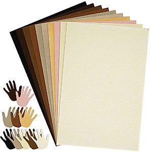 Whaline 20Pcs Skin Tone Felt Fabric Sheets Soft Thick Assorted Cream Brown Craft Felt Pack for Fall DIY Craft Sewing Patchwork Art Projects, 10 Colors, 7.9 x 11.8 Inch