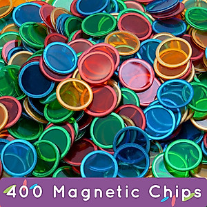 Magnetic Bingo Wands and Translucent Chips|Easy to Pick Up Bingo Chips|STEM Kits for Learning, Counting|Multi Color 400 Chips