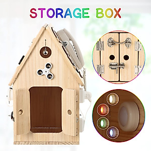 Montessori Busy House, Wooden Busy Board Toy for Toddlers, Preschool Learning Educational Toys, Sensory Board for Life Skills and Fine Motor Skill Learning, Best Gifts for 3+ Year Old Boys & Girls