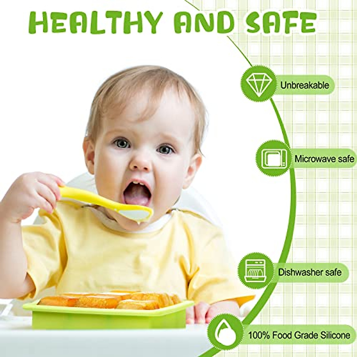 6 Pcs Silicone Baby Food Storage Containers Baby Food Freezer Tray with Lids Silicone Baby Food Freezer Storage Tray Breast Milk Freezer Tray Baby Food Freezer Containers for Baby Food, Fruit Purees