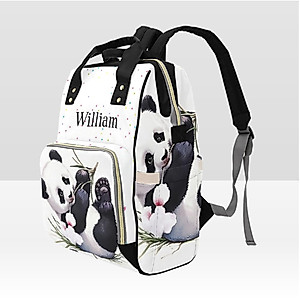 Personalized Panda Diaper Bag Backpack with Name Custom Mommy Nursing Baby Bags Nappy Bag Travel Daypack for Woman Gifts