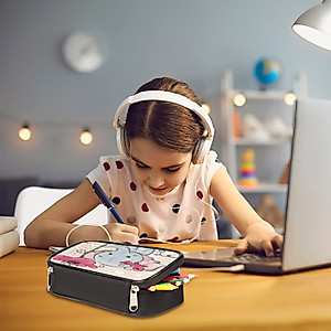 Elephant Pink Flower Pencil Case, Big Capacity Pencil Pouch Multifunctional Makeup Organizer Bag for Adults Students Kids