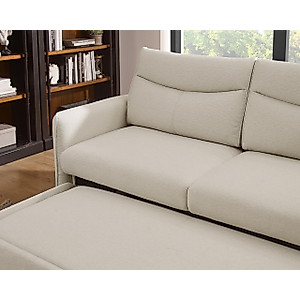 THSUPER 75-Inch Queen Size Convertible Sleeper Sofa Bed, Comfortable Pull-Out Futon Loveseat, Full Love Seat for RV Small Spaces, Hide-A-Bed Fold Out Couch - Beige