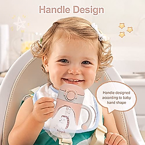 Bunnytoo Baby Sippy Cup with Weighted Straw - Ideal for 1+ Year Old and Transitioning Infants 6-12 Months - Spill-Proof and Easy to Hold with Handle - 8oz (Apricot)
