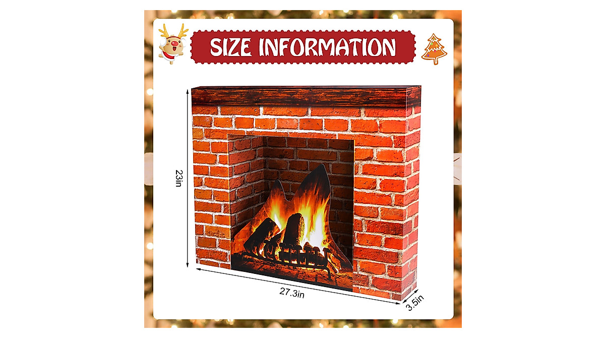 Christmas Cardboard Fireplace Prop - Realistic Holiday Decor