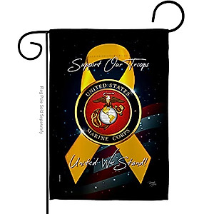 Support Marine Corps Garden Flag Home Decor Armed Forces USMC Gift Semper Fi United State American Military Veteran Retire Official Small Banner Yard House Decoration Remembrance Memorabilia Made In USA