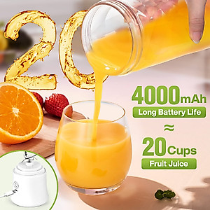 20 Oz Portable Blender for Shakes and Smoothies,4000mAh Electric Juicer, 270W Motor Smoothie Blender with BPA-Free & IP67 Waterproof, USB Fresh Juice Blender with 2 Mixing Modes for Travel, Gym, Rose