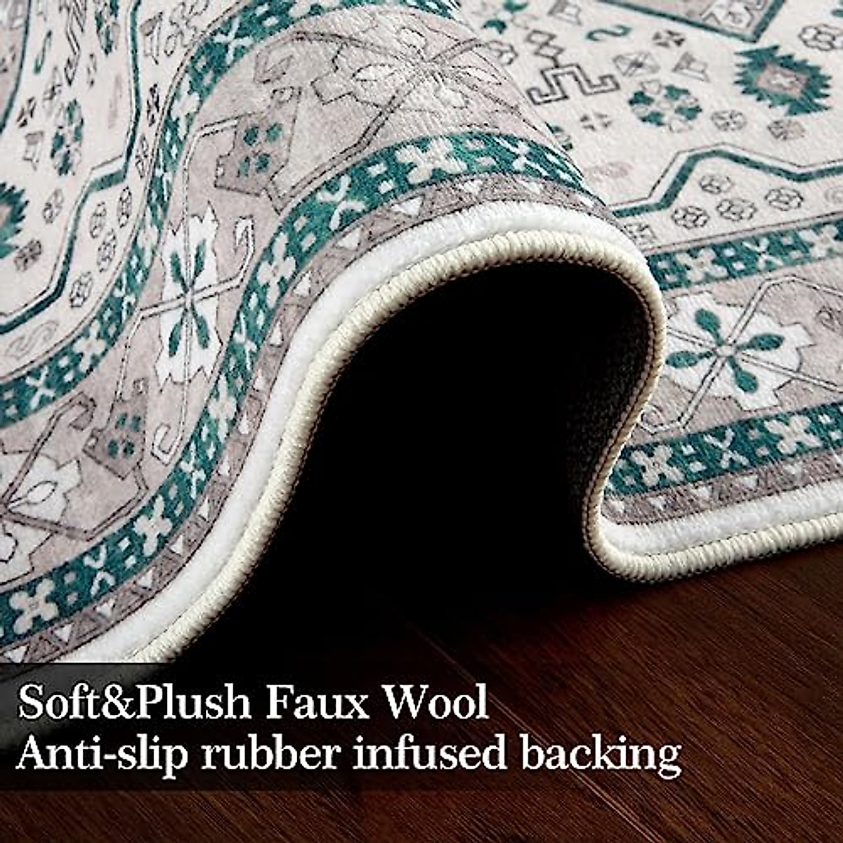 GAOMON Boho Area Rug 8x10 Persian Washable Livingroom Rug, Soft Vintage Boho Gromertic Accent Rugs for Living Room Entryway Dining Room, Non-Slip Non-Shedding Low-Pile Floor Carpet