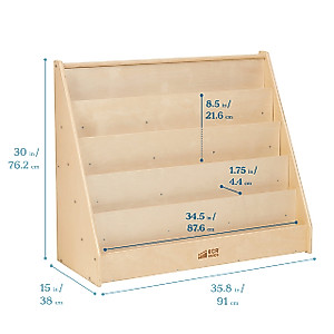 ECR4Kids Single-Sided Book Display, Classroom Bookshelf, Natural