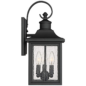 John Timberland Moray Bay Industrial Outdoor Wall Light Fixture Black Steel 17 3/4" Clear Seedy Glass Lantern for Exterior House Porch Patio Outside Deck Garage Yard Front Door Garden Home