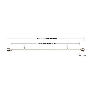 Amazon Basics 1-Inch Wall Curtain Rod with Urn Finials, 72" to 144", Nickel