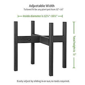 FaithLand Plant Stand, Adjustable Size Fits 12 13 14 15 16 Inches Large Plant Pot, Metal Planter Stand, Mid Century Expandable Plant Holder Indoor Outdoor, Adjustable Width: 12”-16.1” - Easy Assembly