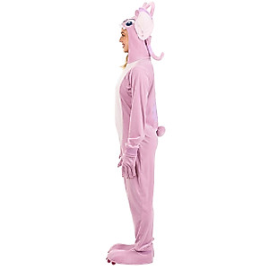 Fun Costumes Disney Lilo and Stitch for Adults, Women's Angel Onesie Outfit with Character Hood, Gloves, and Shoe Covers Medium Pink