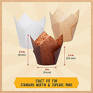Baker’s Signature Tulip Baking Paper Cupcake & Muffin Liners Pack of 150 | Grease Resistant Wrappers – Will Not Curl or Burn – Comes in Convenient Packaging