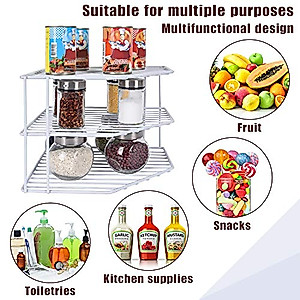 3-Tier Corner Shelf Counter and Cabinet Organizer - Steel Metal Wire - Rust Resistant - Plates, Dishes, Cabinet & Pantry Organizer - Kitchen Organization (10 x 7.5 Inch) (White)