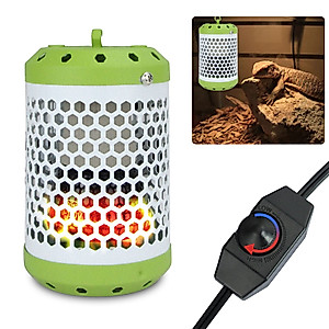 Magoog Ceramic Heat Lamp Bulb with Lampshade, Reptile Heat Lamp with Guard, Adjustable Heat Lamp from 0-100W, Reptile Heat Lamp for Bearded Dragon, Turtle, Snake, No Light Only Heat(Small)
