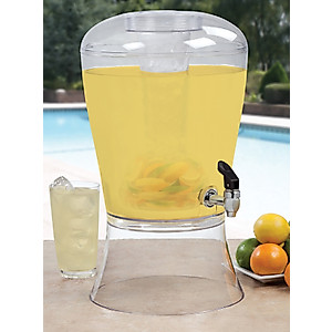 CreativeWare Beverage Dispenser With Ice Cylinder And Fruit Infuser, Clear