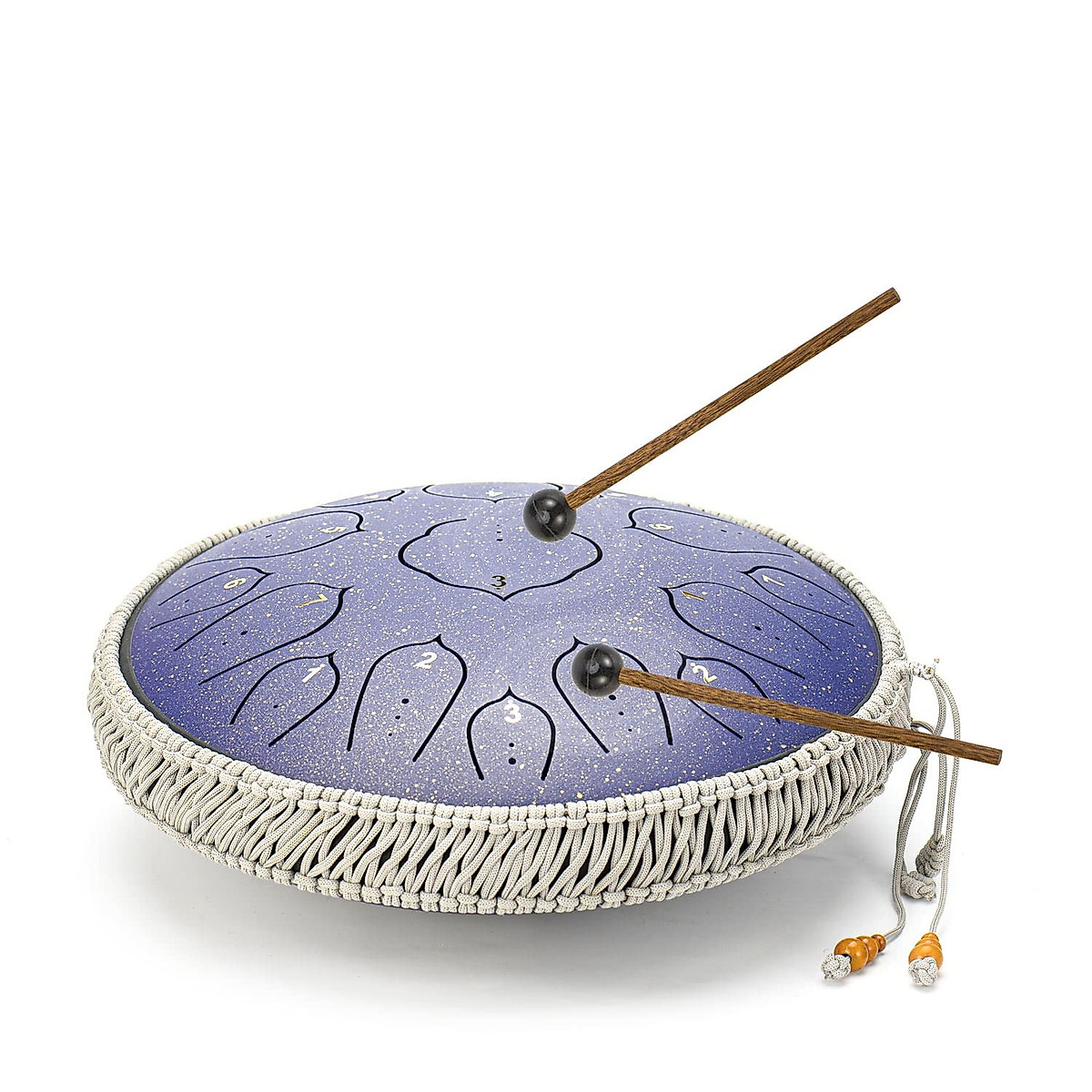 Steel Tongue Drum- ChunFeng 14 Inch 15 Notes Tongue Drum Instrument-Steel Drums For Adults-Hand Pan Drums With Music Book,Handpan Tongue Drum Mallets and Carry Bag,Lotus D Major(Blue)