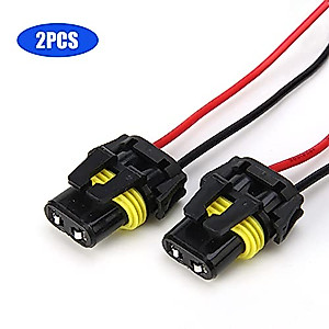 Miytsya 2 PCS H11 Socket Female Wire Harness Connector for Fog Light High Low Beam Bulb Replace H11 Female Wiring Adaptor (Black)