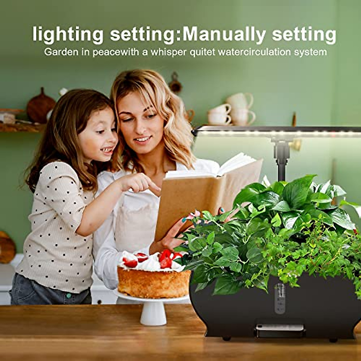 Indoor Garden Hydroponic Growing System, Plant Germination Kit Herb Vegetable Growth System with LED Grow Light, Automatic Timer, Hydroponic Planter Grower Harvest Veggie, Black