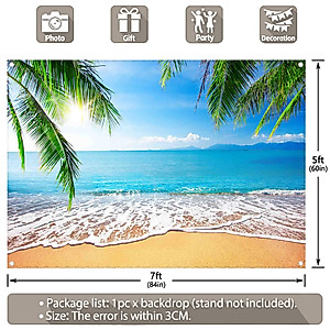 ZTHMOE 7x5ft Fabric Summer Hawaii Beach Photography Backdrop Tropical Seaside Palm Trees Background Luau Aloha Baby Shower Party Decoration Banner Photo Booth