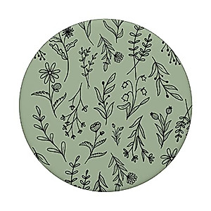 Light Sage Green Wildflower Floral Flower Pattern PopSockets Swappable PopGrip