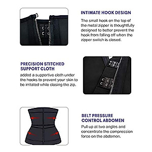 YIANNA Latex Waist Trainer for Women Tummy Control Jsculpt Double Sweat Trimmer Belt Workout Training Sport Girdle, YA2223-Black-XS