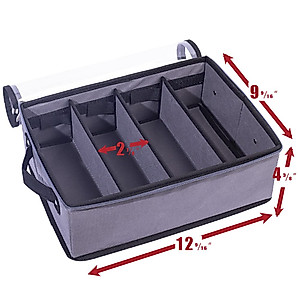 ATBAY Silverware Storage Box, flatware storage case with 5 Compartment,Double zipper;Clear Window.for Outdoors Camping RV.(1 pack)