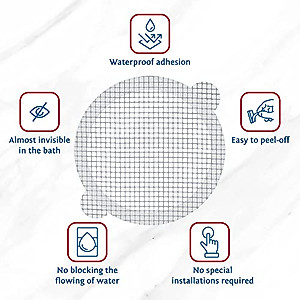 Disposable Drain Hair Catcher Stickers for Shower, White Mesh Stickers 4.3'', 25 PCS, Sticky Covers, Shower Drain Protector, Anti-Blockage
