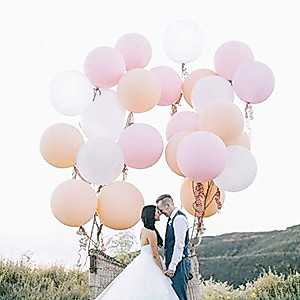 24 Inch Latex Round Balloons 10 Pack White Thick Big Balloons for Photo Shoot Wedding Baby Shower Birthday Party Decorations by IN-JOOYAA