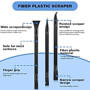 9Pcs Plastic Scraper Tool, Mabor Multi-Purpose Scraper for Tight Spaces Black Non-Scratch Kitchen Scraper Cleaning Pen for Labels Oil Stains Food Paint Remove Stickers