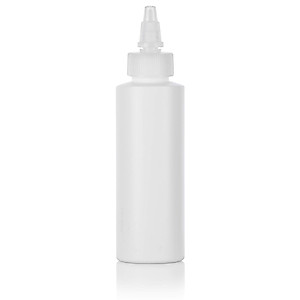 JUVITUS 4 oz / 120 ml White Plastic Cylinder Squeeze Bottle with Twist Top (12 Pack)