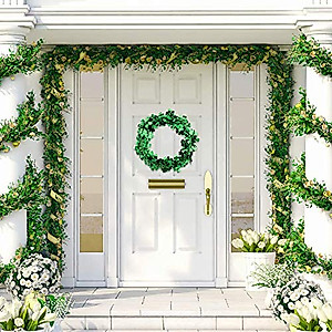 Whaline 3 Pack St. Patrick’s Day Green Tinsel Garland Include Shamrock Wreath, Wire Garland and Leprechaun Hat for Irish St Patrick Party Favor Home Wall Decorations