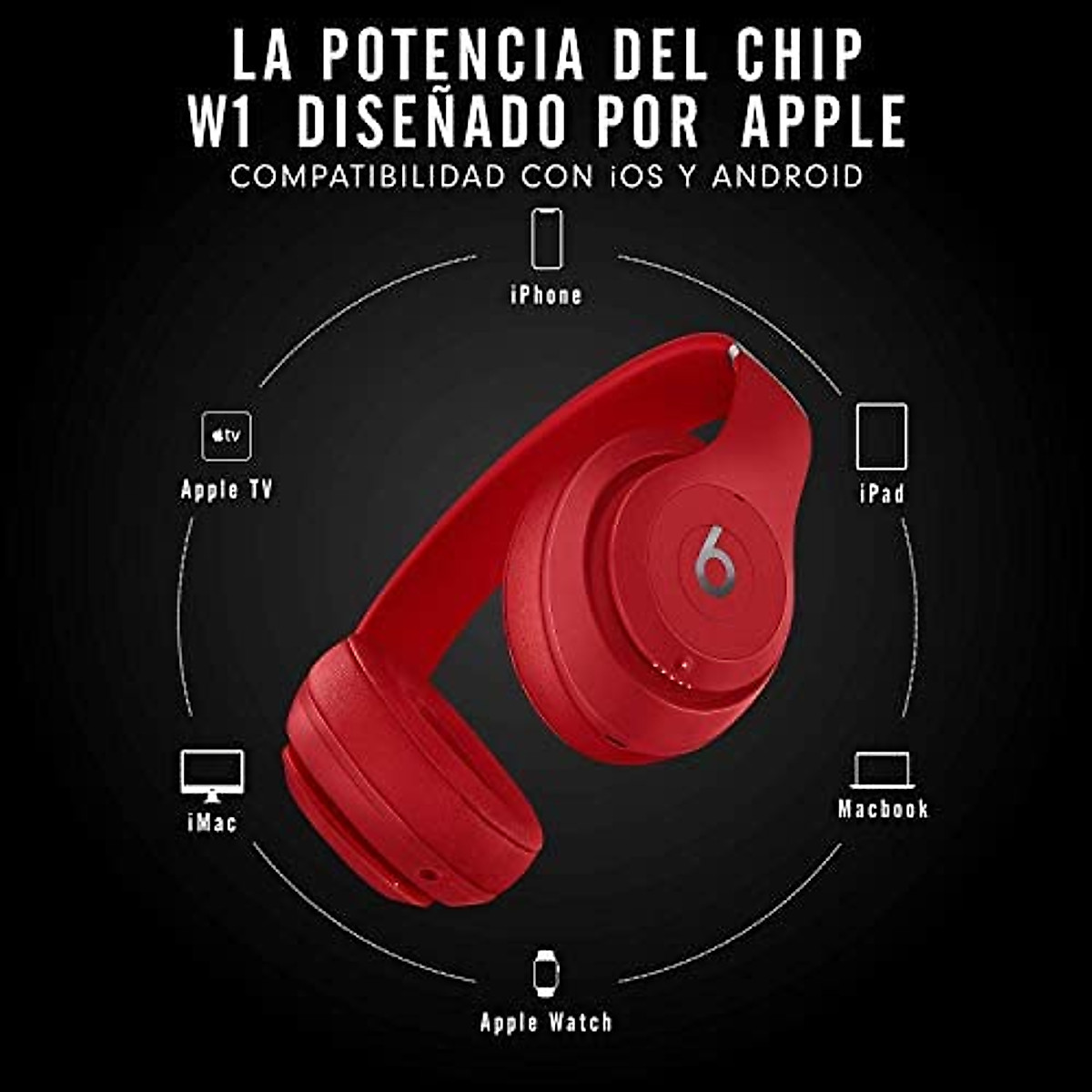 Beats Studio3 Wireless Noise Cancelling Over-Ear Headphones - Apple W1 Headphone Chip, Class 1 Bluetooth, 22 Hours of Listening Time, Built-in Microphone - Red