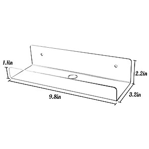 Mocoosy 2 Pack Clear Acrylic Floating Shelf 10'', Invisible Wall Mounted Shelf with Cord Hole, Small Display Ledge Shelves for Smart Speaker/Action Figures, Great for Kids Room Bathroom Office Display