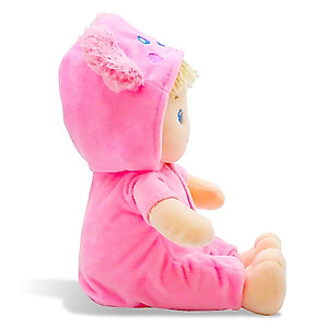 June Garden 12" Sweet Dolly Frida - Stuffed Ultra Soft Baby Bear Doll for Birth and Up - Removable Pink Outfit