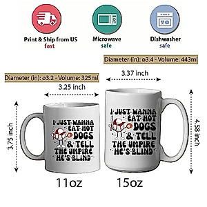 Funny Baseball Gift Idea for Baseball Lovers Umpire Blind Joke 11oz 15oz White Coffee Mug