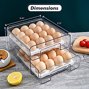 ZENVY 3-Pack Double Layer Fridge Storage Container | Clear Food Storage Pull Out Bins | For Fridge, Pantry, Or Toy Orginization (3)