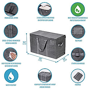 VENO 8 Pack Extra Large Moving Storage Bags with Zippers, Foldable Heavy-Duty Tote for Space Saving, Alternative to Moving Boxes, Packing Supplies, Plastic Storage Bins (Dark Gray - Set of 8)