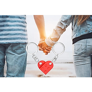 LGOUYGG Matching Brick Keychain for Couples, Cute Heart Shape Keychains Set, Sweet Gifts for Girlfriend Boyfriend Friendship (Red)