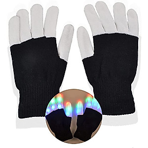 LED Gloves LED Lace Set, Glow Gloves Finger Lights, 3 Colors 6 Patterns Colorful Glitter Lighting Gloves ,Kids Toys Christmas Halloween Party Gifts, Gifts