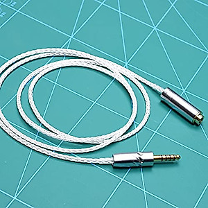GAGACOCC 8 Cores Clear Silver Plated Cable 4.4mm Male to 4.4mm Female Balanced Audio Adapter Extension Cable Compatible for Sony NW-WM1Z 1A MDR-Z1R TA-ZH1ES PHA-2 (1Meter)