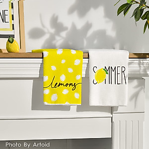 Artoid Mode Lemon Stay Juicy Summer Kitchen Towels Dish Towels, 18x26 Inch Seasonal Decoration Hand Towels Set of 4