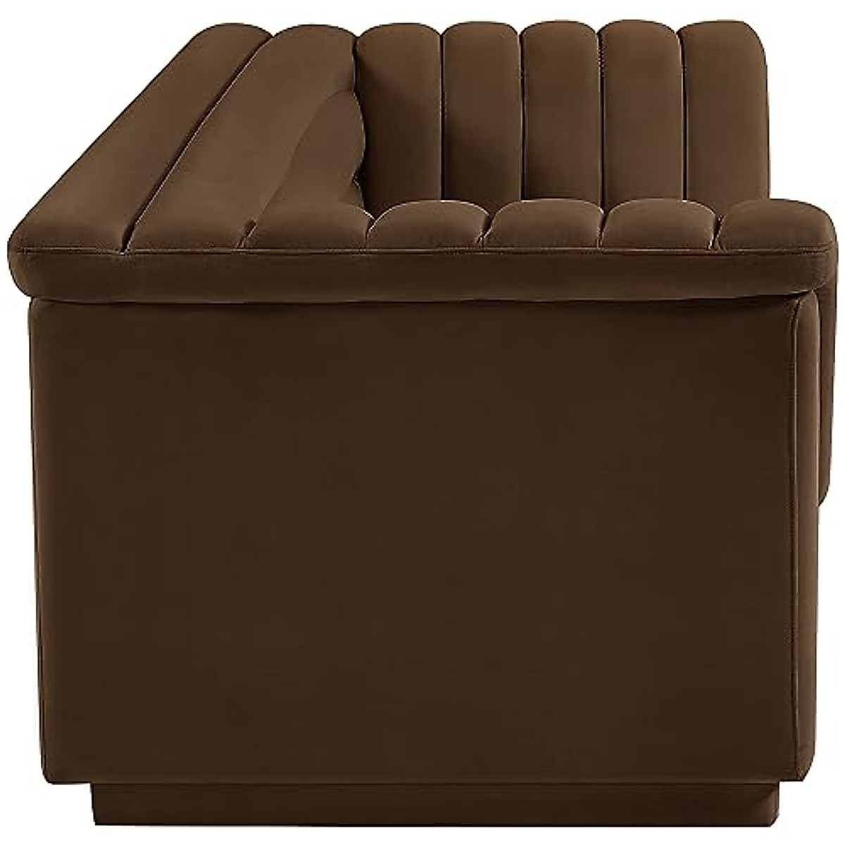 Meridian Furniture 192Brown-S Cascade Collection Modern | Contemporary Velvet Upholstered Sofa with Soft Brown Velvet Fabric, Deep Channel Tufting, Curved Arms, 94" W x 34" D x 28" H, Brown