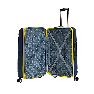 Rockland Melbourne Hardside Expandable Luggage with Spinner Wheels, Navy, Checked Large 28"